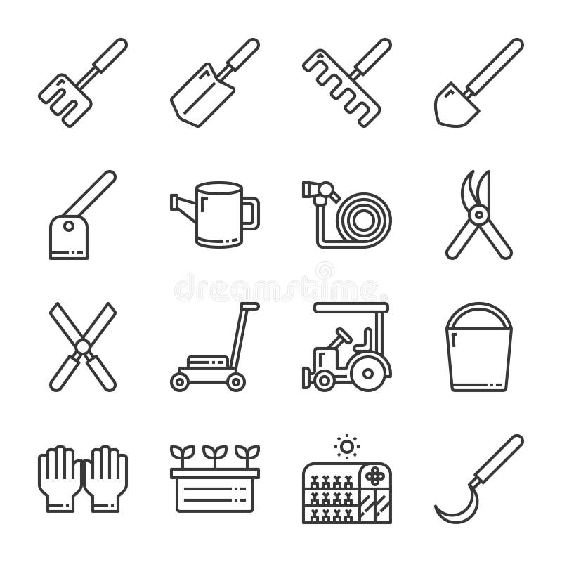 Gardening Icon Set.Vector Illustration Stock Vector - Illustration of ...