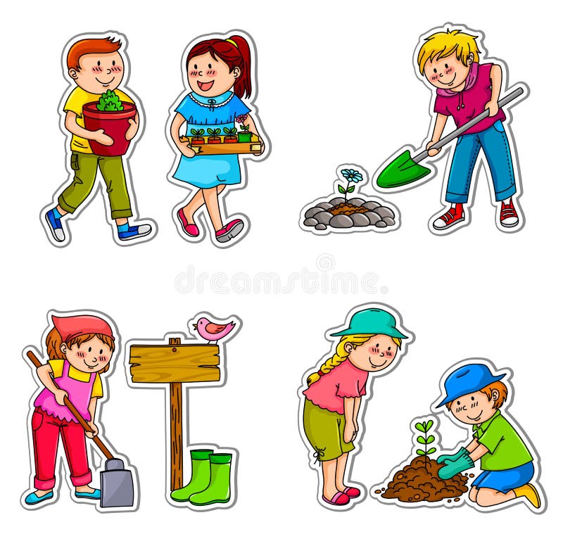 Gardening kids stock vector. Illustration of cutout, nature - 24654165