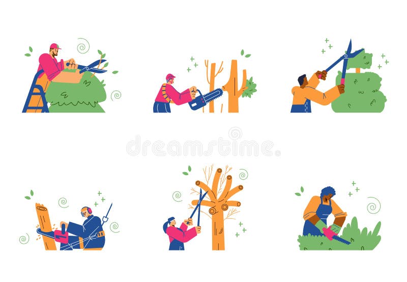 Gardening Maintenance and Pruning Service Banners Vector Illustration ...