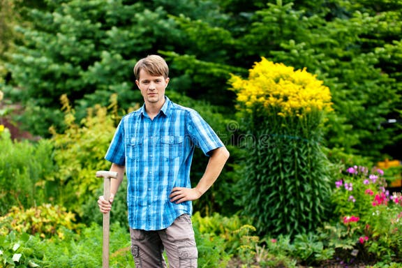 Gardening - man with spade stock photo. Image of gardening - 15873242
