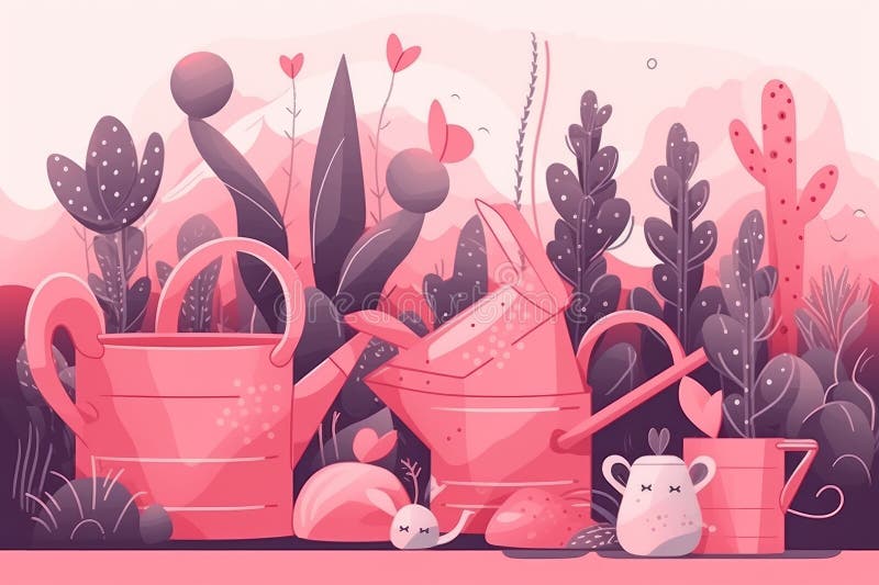 Gardening Pink Concept Image Generative AI Stock Illustration ...