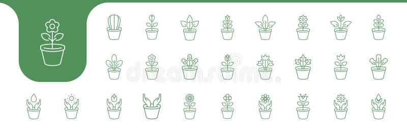 Gardening Pots Line Minimalist Icon Vector Designs Stock Vector ...