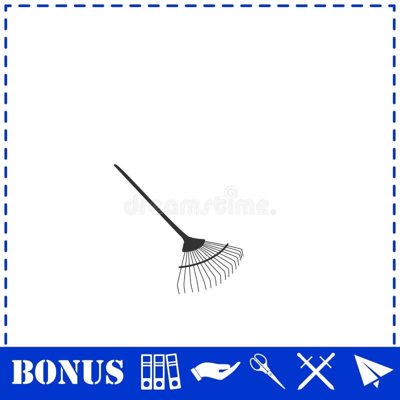 Gardening Rake icon flat stock vector. Illustration of garden - 155775899