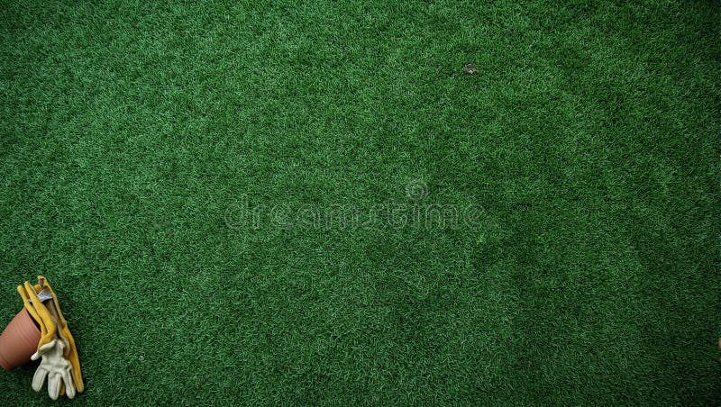 Gardening Scene on Green Turf with Gloves and Pot Stock Illustration ...