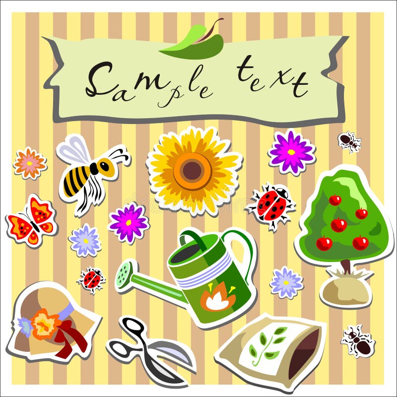 Gardening Scrapbook Elements Stock Vector - Illustration of element ...