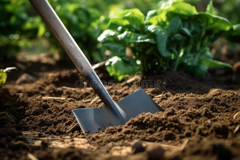 Gardening Tools in the Ground. Selective Focus. Nature Stock Photo ...