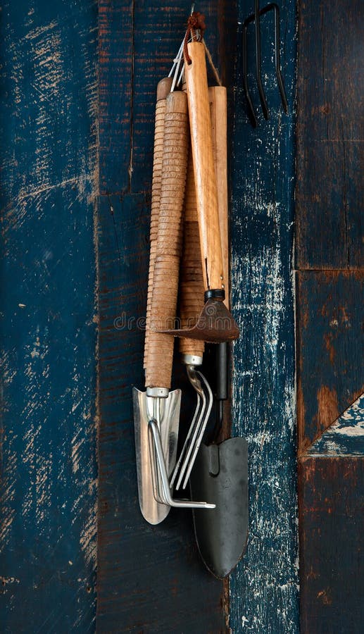 Gardening Tools Hanging on the Wall Stock Image - Image of handle ...