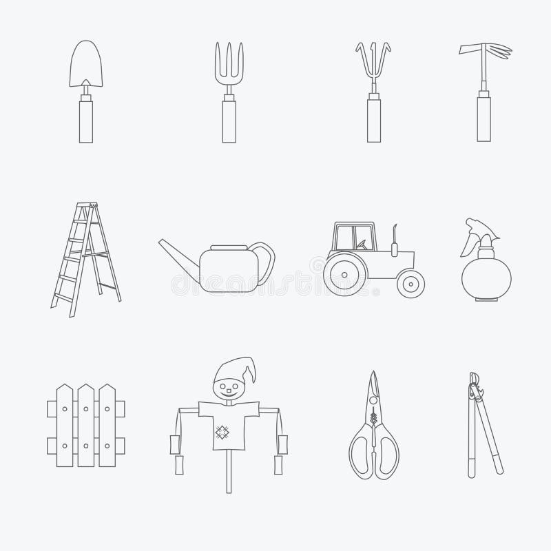 Yard Tools Line Art Stock Illustrations – 148 Yard Tools Line Art Stock ...