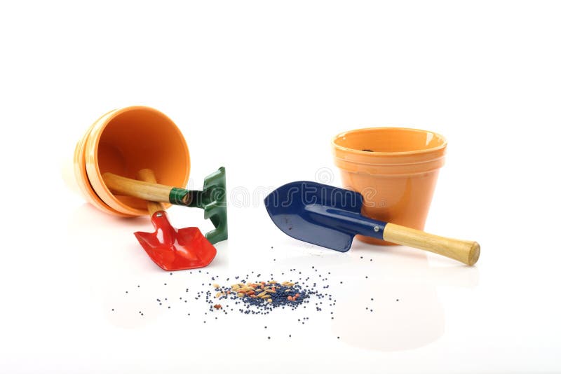 Gardening tools and pots stock photo. Image of botany - 21520348