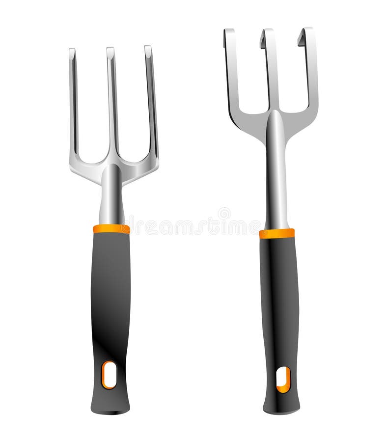 Gardening Tools Set. Rake and Cultivator Isolated Stock Vector ...