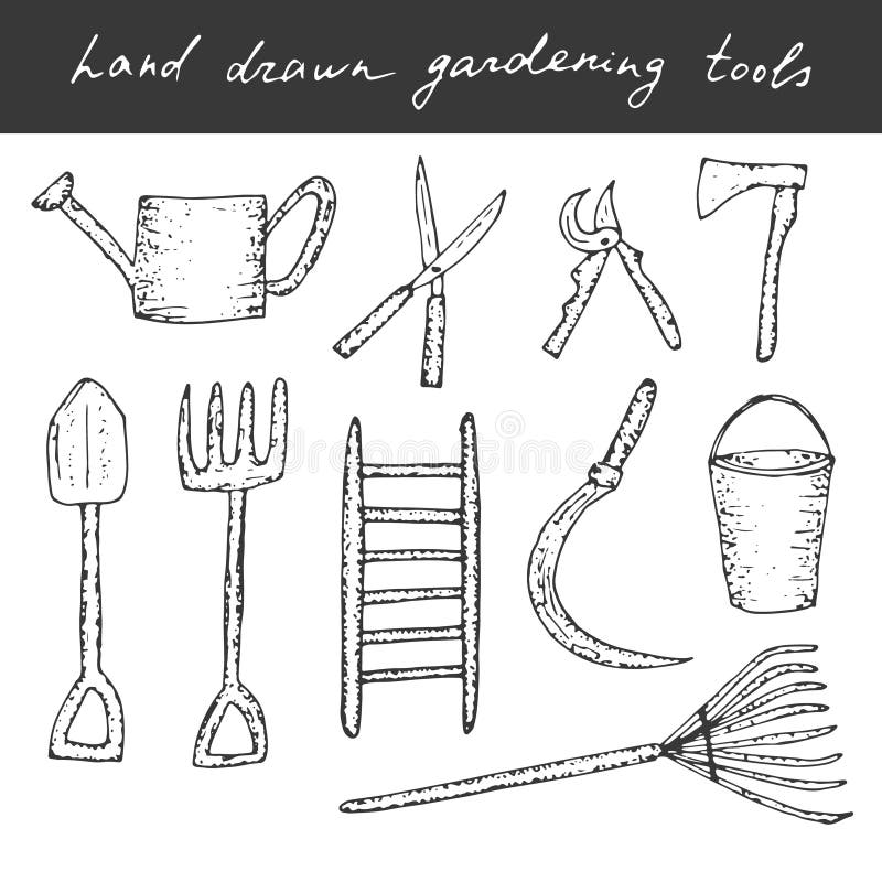 Garden Pruner Hand Drawn Sketch Icon. Stock Vector - Illustration of ...