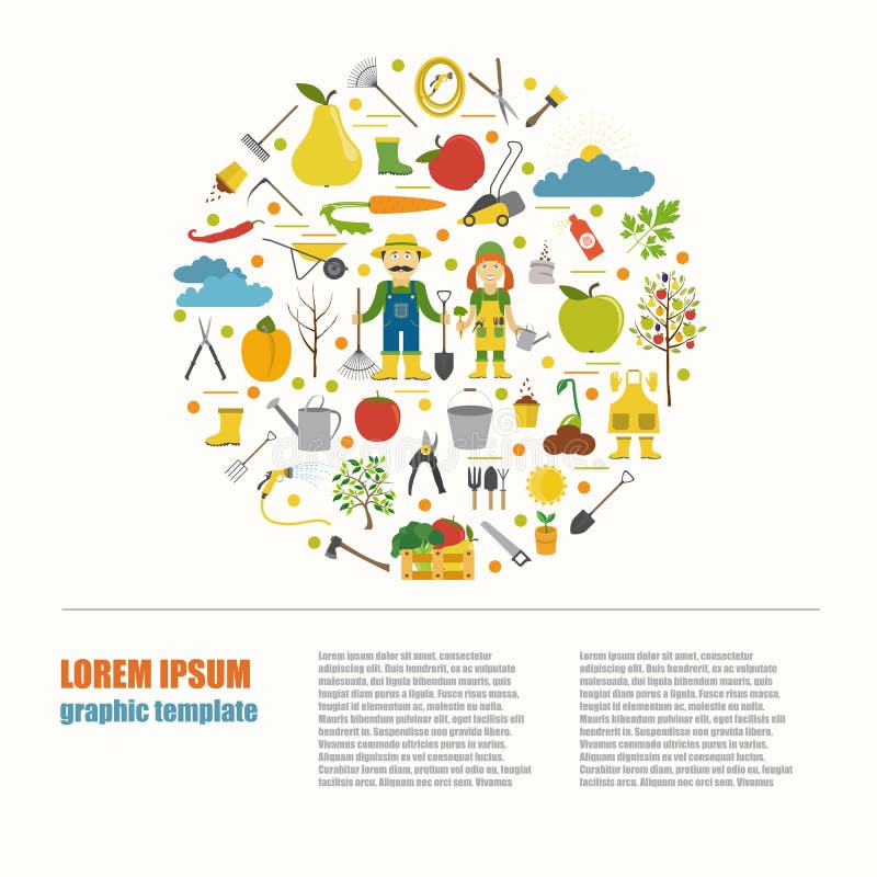 Gardening Work, Farming Infographic. Graphic Template Stock Vector ...