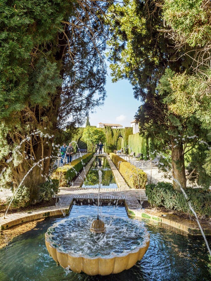 Gardens of Generalife of Alhambra in Granada, Spain Stock Image - Image ...