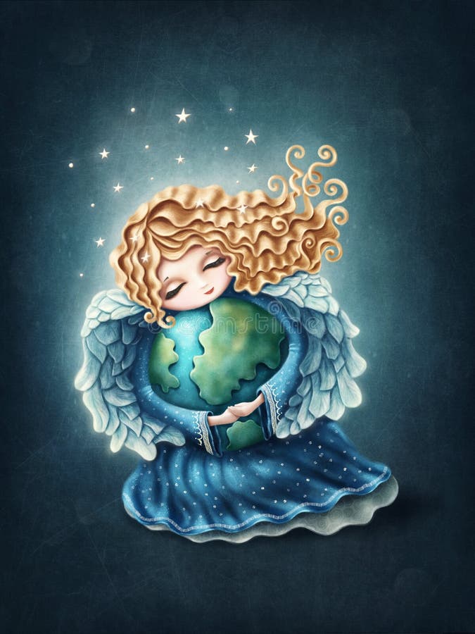 Gardian Angel for Planet Earth Stock Illustration - Illustration of ...