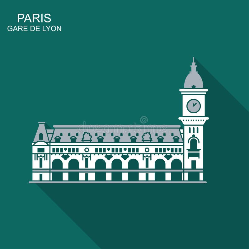 Gare De Lyon in Paris Vector-Krug Mit Langem Schatten Vektor Abbildung ...