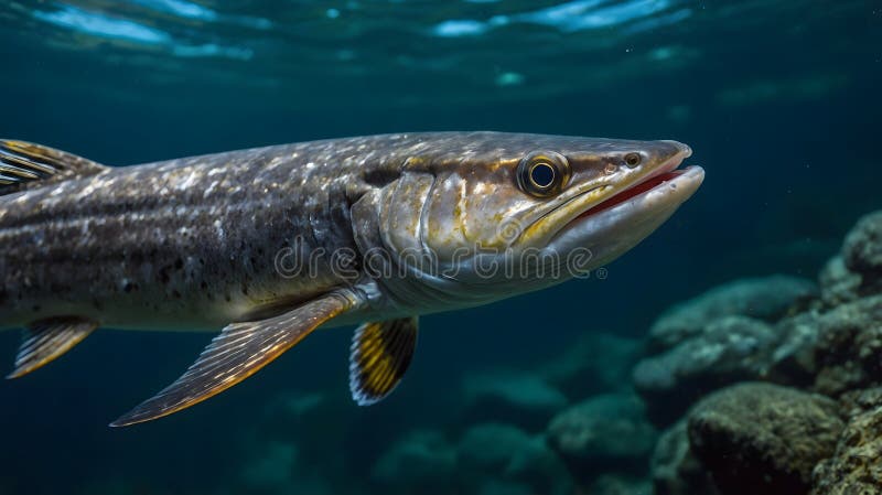 Garfish Profile in Murky River Depths, Featuring Sharp Teeth and ...
