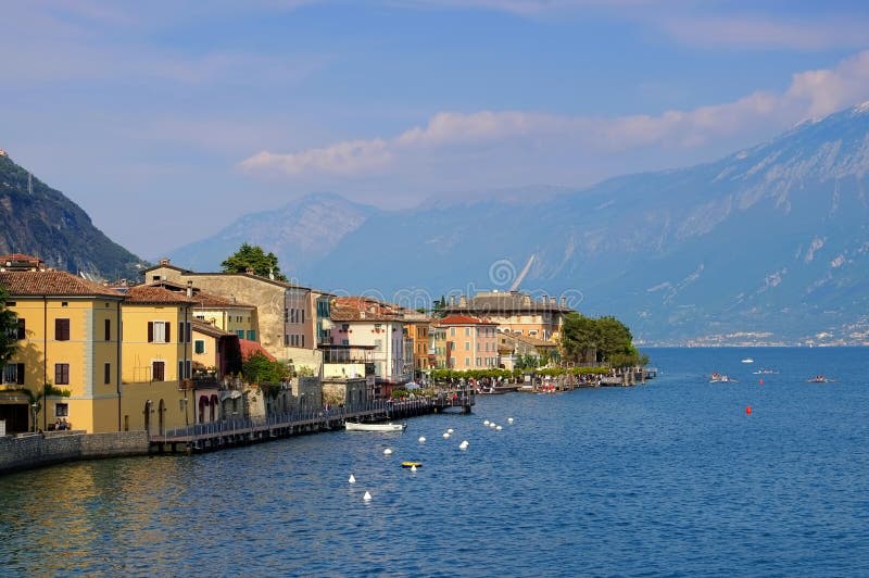 Gargnano on Lake Garda in Italy Stock Photo - Image of gargnano, pier ...
