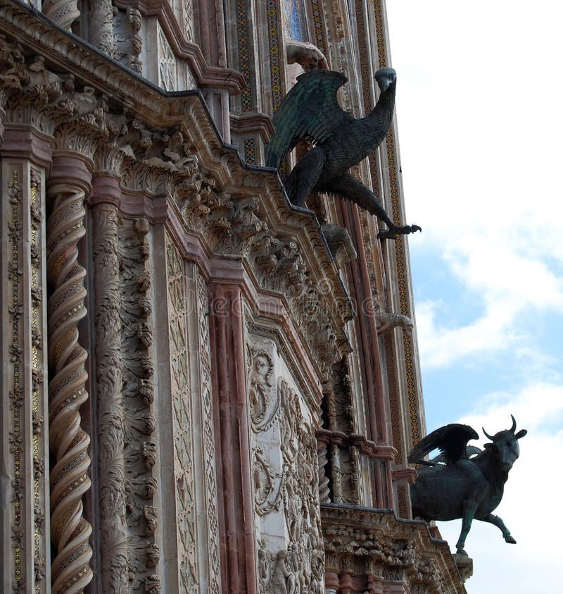 Gargoyle on the Facade of the Cathedral of Orvieto. Italy Stock Photo ...