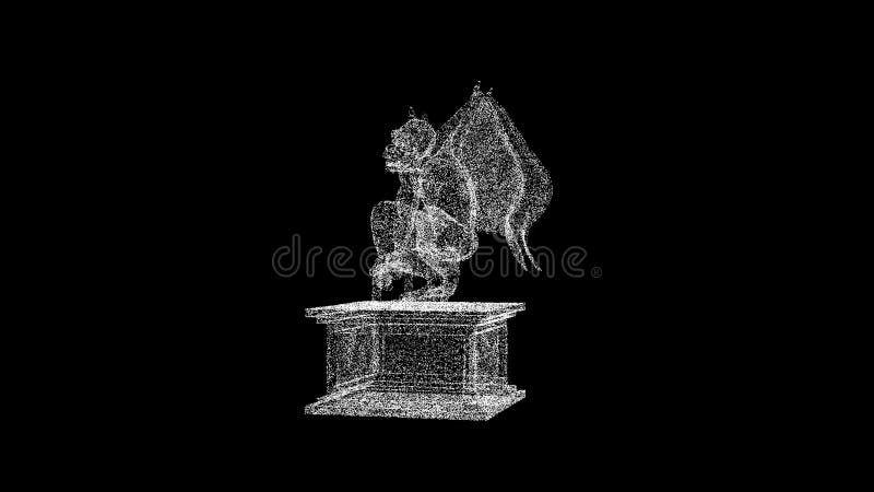 Gargoyle Monster Hologram Wireframe in Motion. Nice 3D Rendering Stock ...