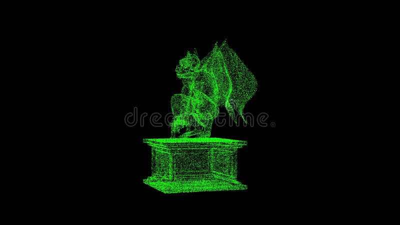Gargoyle Monster. Wireframe Low Poly Mesh Stock Illustration ...