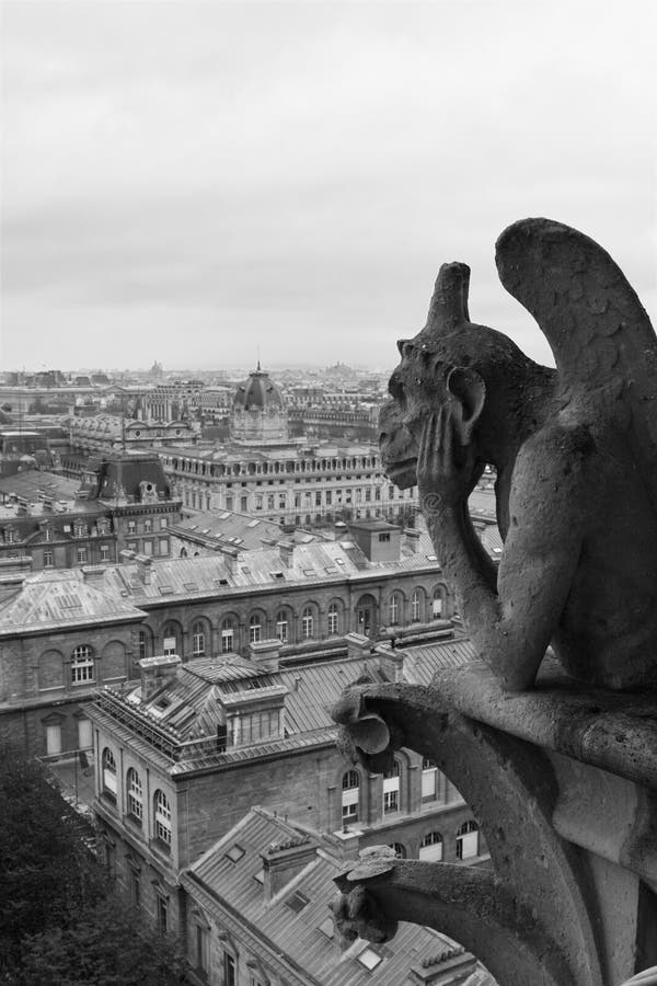 Gargoyle on the Roof of Notre-Dame, Paris Cathedral Stock Image - Image ...
