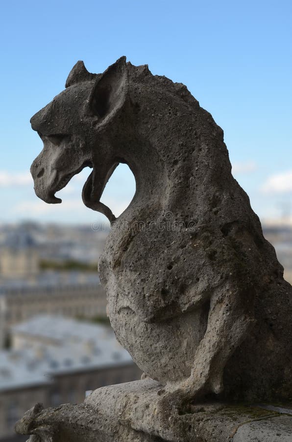 Gargoyle on the Roof of Notre-Dame Stock Image - Image of apartments ...