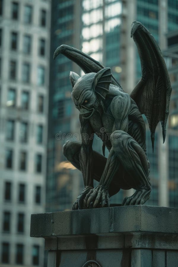 A Gargoyle Statue Perched Atop a Building, Suitable for Architecture or ...
