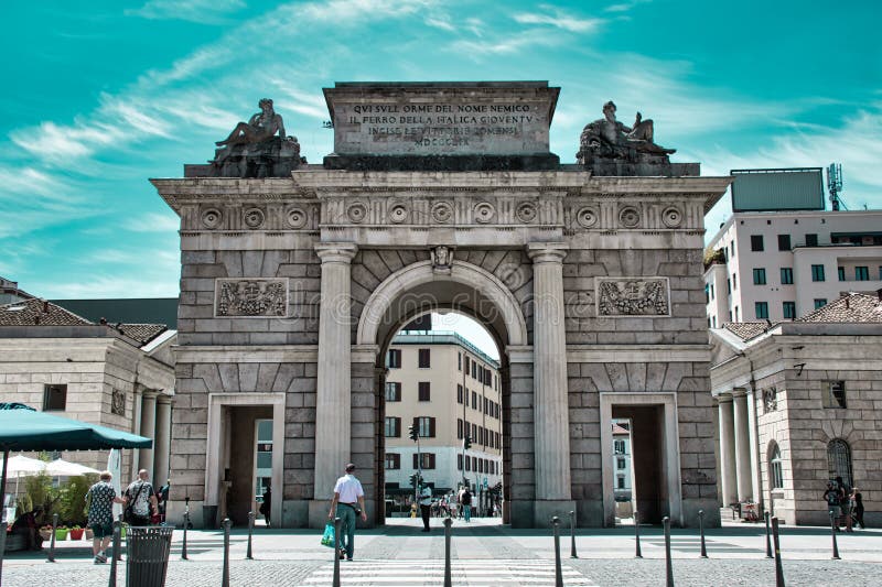 Garibaldi Gate, Porta Garibaldi in Milan Editorial Image - Image of ...