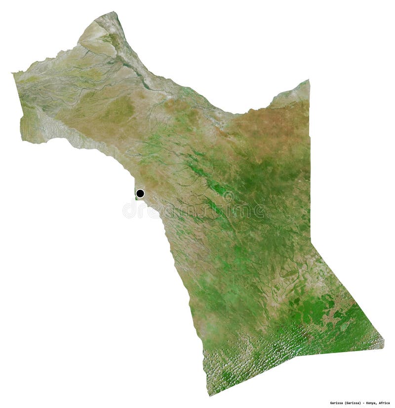 Garissa, County of Kenya, Zoomed. Satellite Stock Illustration ...