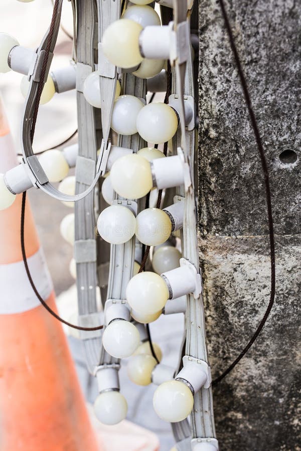 Garland Bulbs in the Street Stock Photo - Image of decorate ...