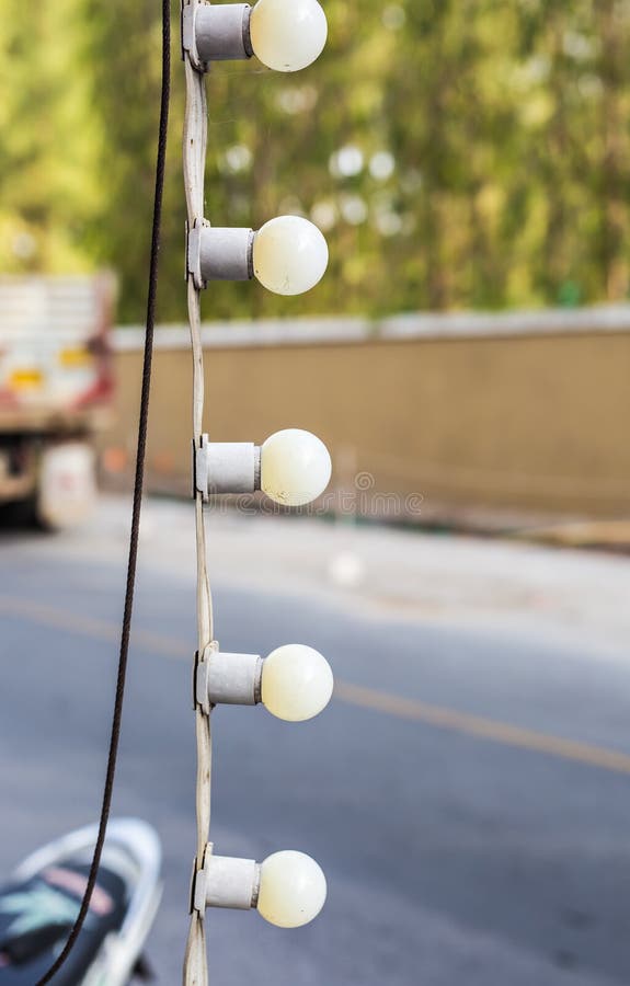 Garland Bulbs in the Street Stock Photo - Image of design, bright: 72645836