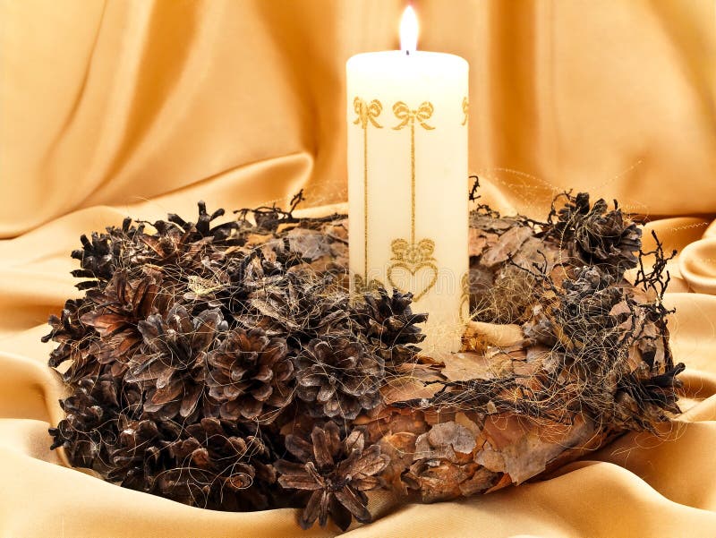 Garland with candle stock photo. Image of plant, decor - 12158442