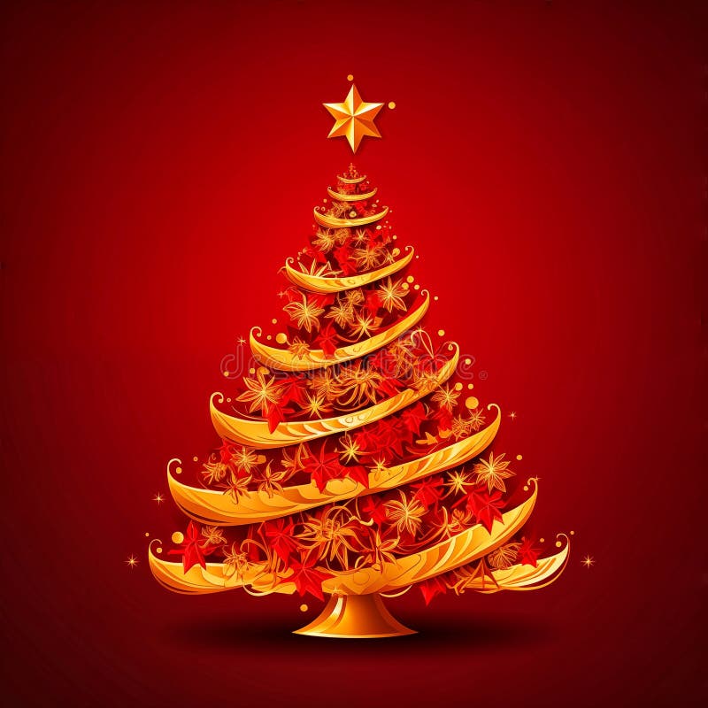 Garland Christmas Tree Red Festive Design Illustrated Stock Photo ...
