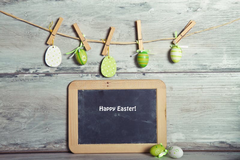 Garland Decorated Eggs and Message of Greetings Stock Image - Image of ...