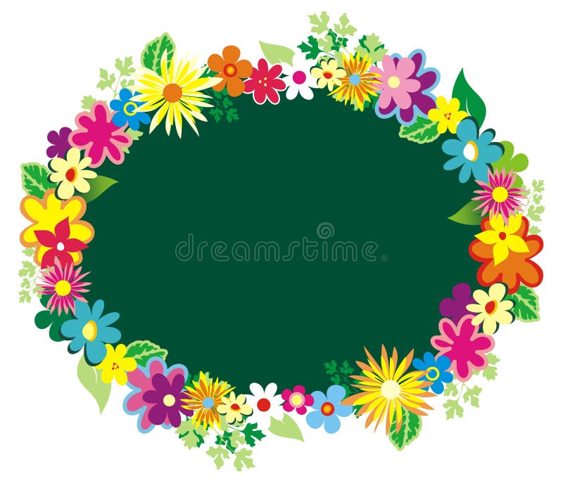 Beautiful Spring Flowers Circle Button Background Stock Vector ...