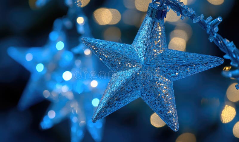 Garland of Glass Stars, Cool White Illumination Stock Image - Image of ...
