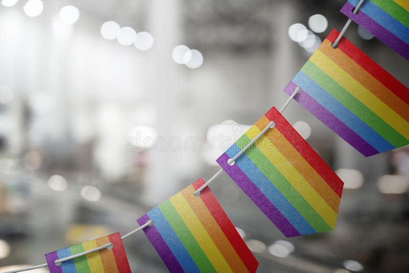 A Garland of Lgbt National Flags on an Abstract Blurred Background ...