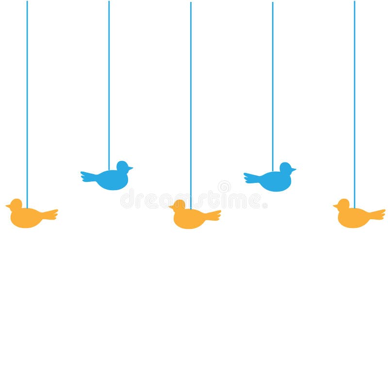 A Garland of Paper Birds. Wall Decoration, Poster.Bird Vector ...