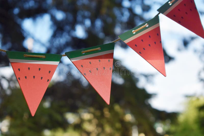 Garland of Paper Triangles on a Rope Stock Image - Image of cute, party ...