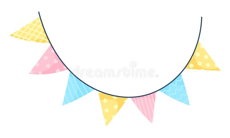 Garland of Triangular Flags with an Ornament, Isolated on a White ...
