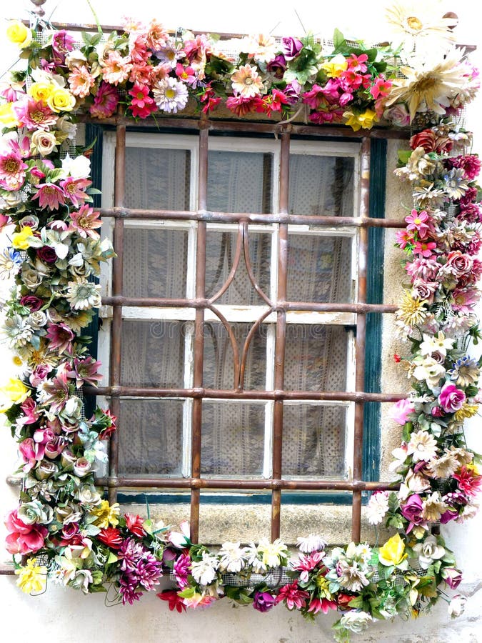 Garland Window stock photo. Image of flowers, ornate - 81649474