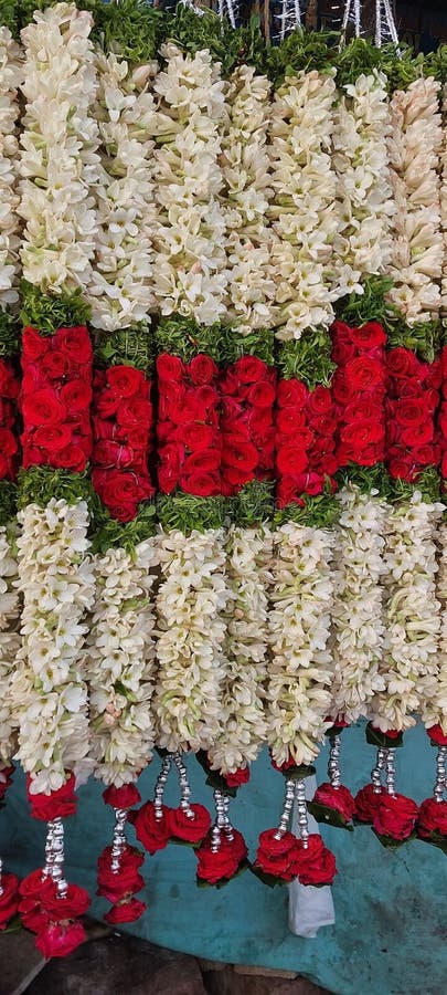 Garlands for sale in India stock image. Image of bouquet - 269509709
