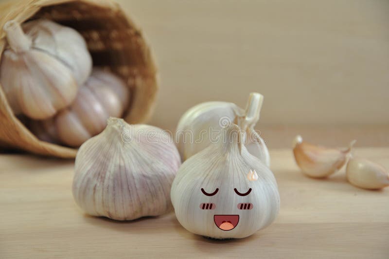 Garlic in Asleep Expression Face. Stock Image - Image of comic, passion ...