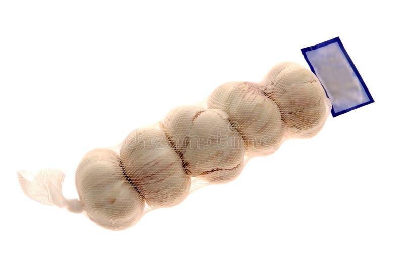 Garlic in bag stock photo. Image of food, sell, string - 6837924