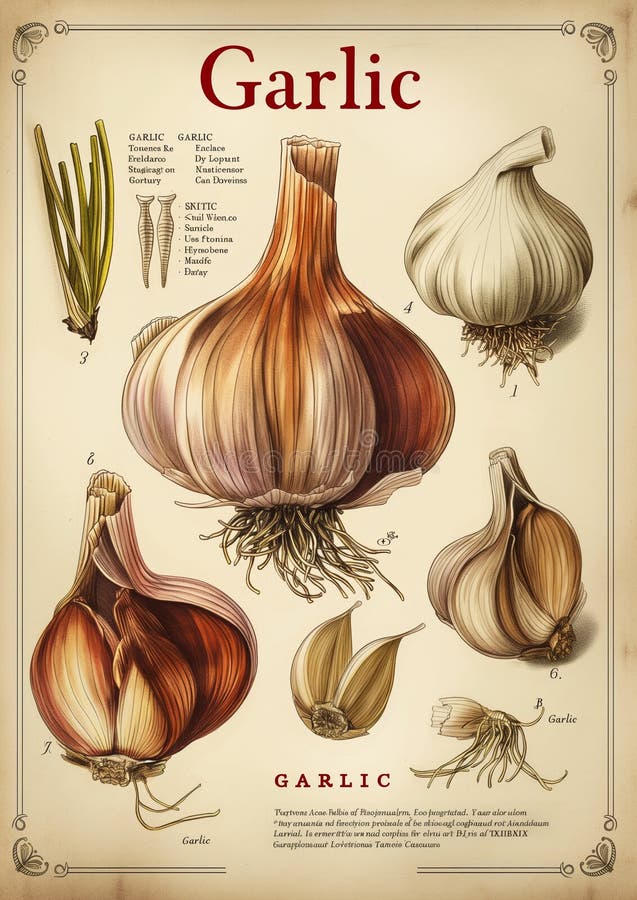 Garlic Botanic Identity Card Illustration Stock Illustration ...