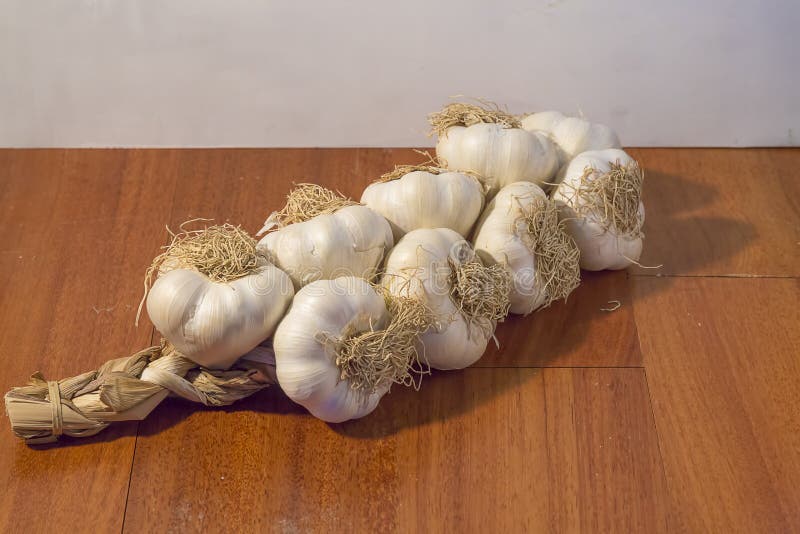 Garlic Braid, Woven with Straw, Hanging on the Wall of a Rural House ...