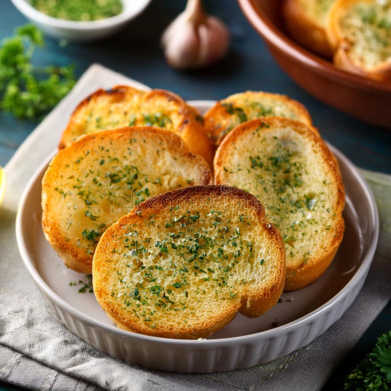 Garlic bread, AI generated stock illustration. Illustration of garlic ...