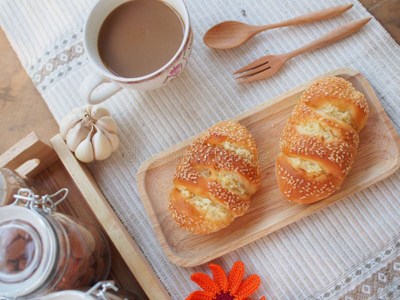 Garlic bread stock photo. Image of salad, healthy, morning - 63826312