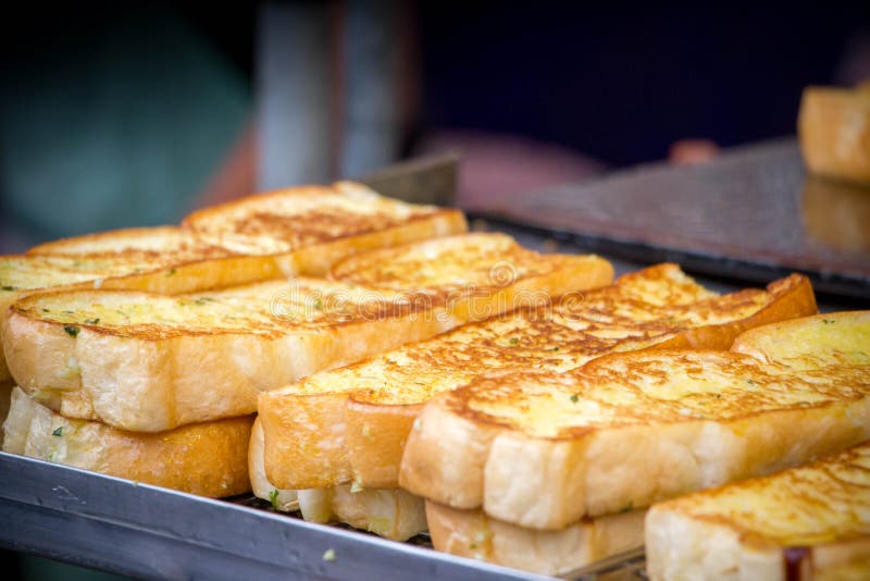 Garlic Bread Grilled with Butter Stock Image - Image of bread, brown ...