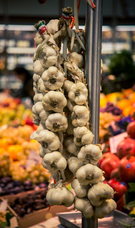 Garlic Buds Decorated in a Rustic Stock Photo - Image of ingredients ...